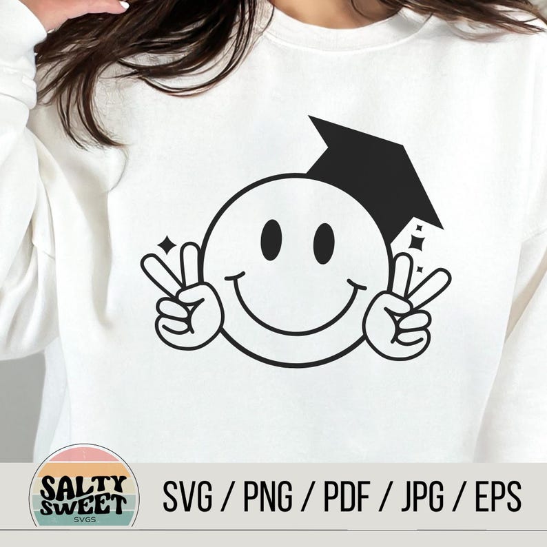 Grad SVG With Smiley Face - Digital Download, Cheerful Graduation ...