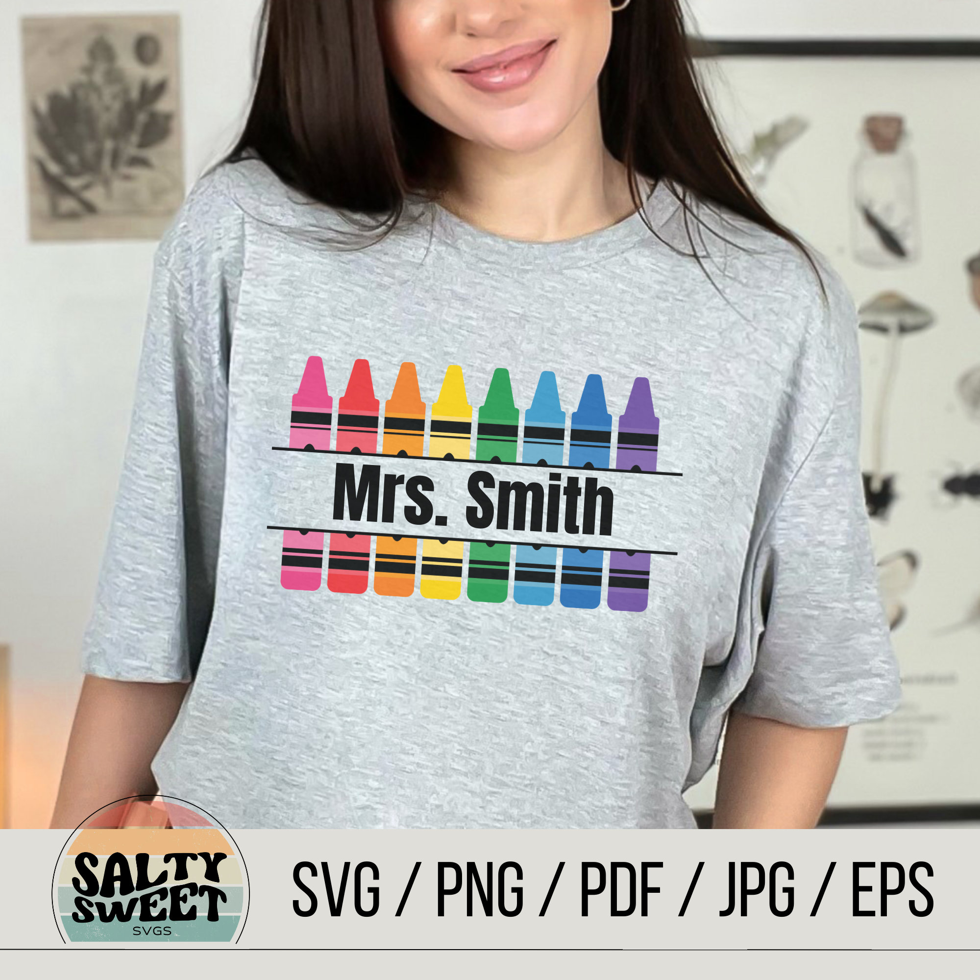 Split Crayon Monogram SVG for Teachers, Customizable Teacher ...