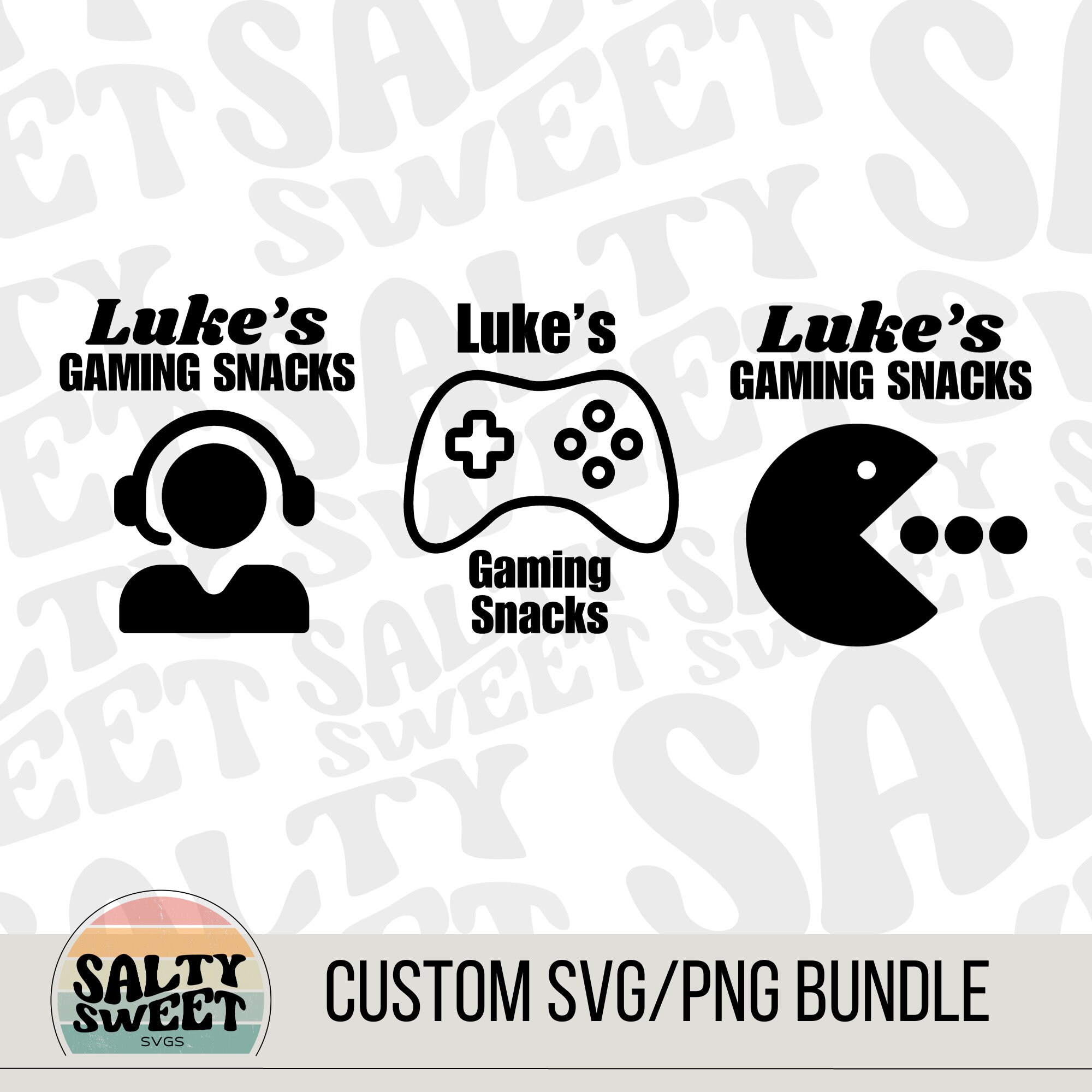 Personalized Gaming Snacks SVG Bundle | Custom Gamer Decor | Digital ...