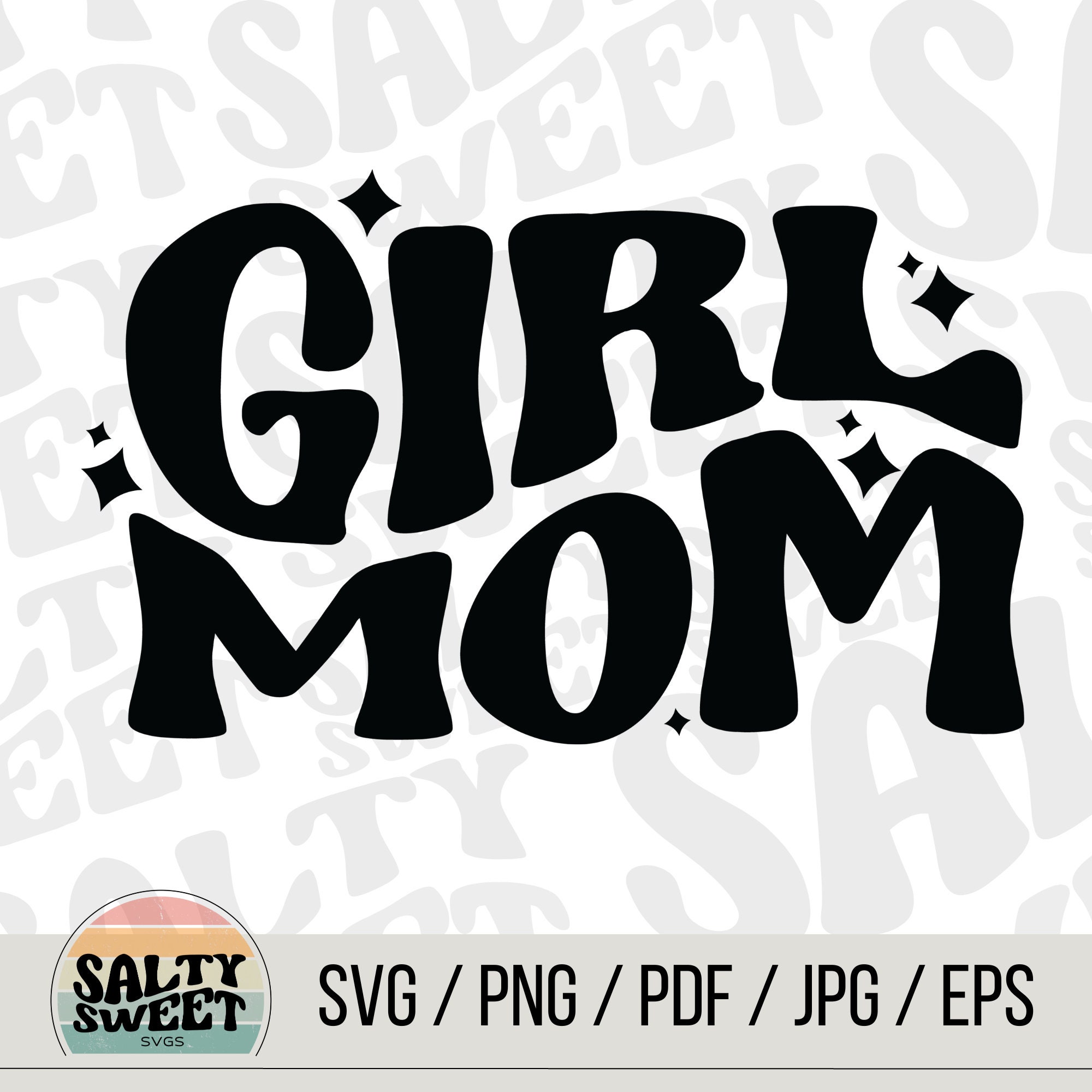 Girl Mom SVG Retro Wavy Font Design Instant Download - Etsy