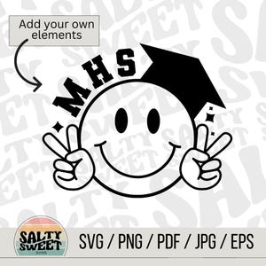 Grad SVG With Smiley Face - Digital Download, Cheerful Graduation ...