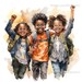 Watercolour African American Kids Clipart, Kids Back to School Png ...