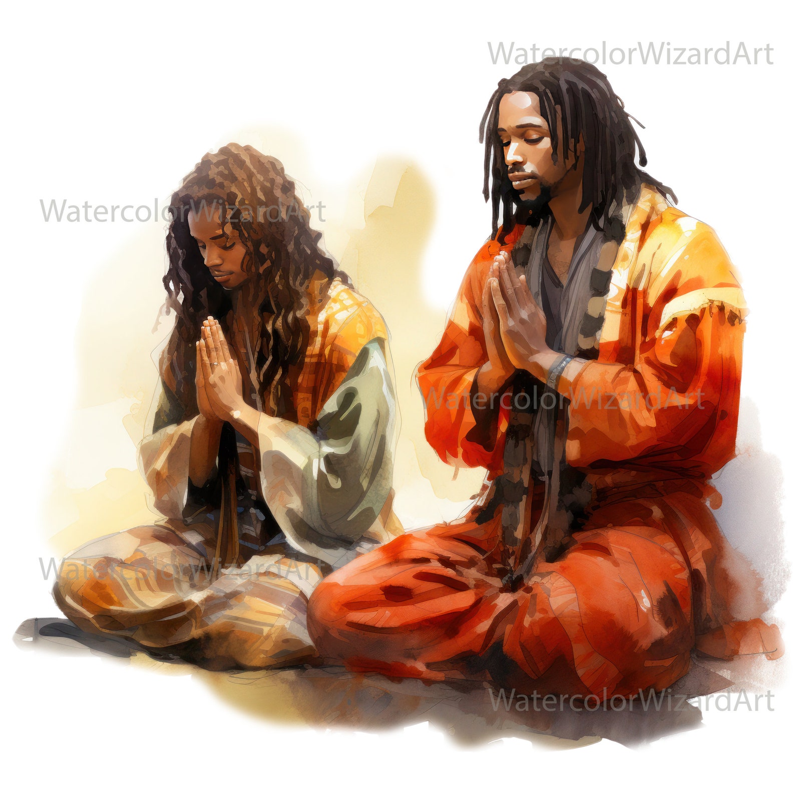 Watercolour Group of Black Men Praying Png, Afro American Men Praying ...