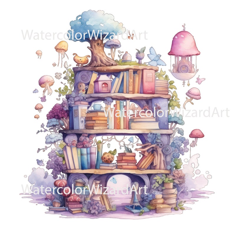 Watercolor Bookworm Black Girl Clipart, Girl Books Clipart, Whimsical ...