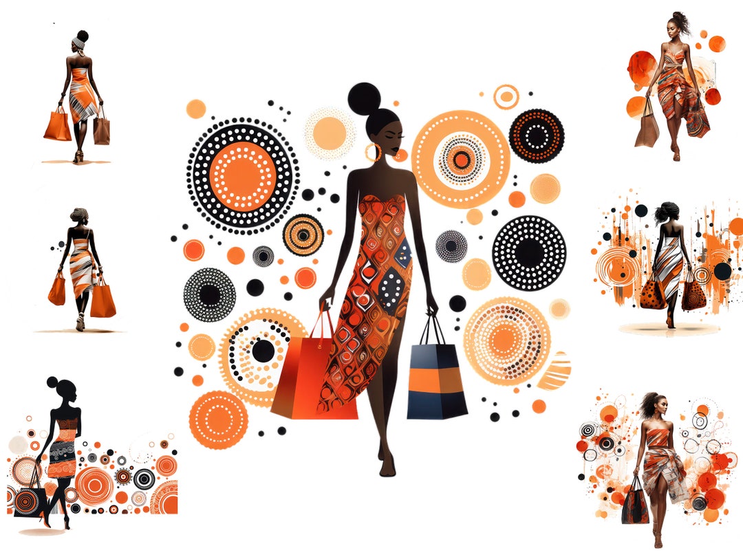 Watercolour African American Shopping Girl Clipart, Black Woman ...