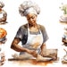 Watercolour Black Woman Bakery Chef Clipart, African American Chef Png ...