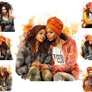 Watercolour Black Girls Best Friends Clipart, Best Female Friend Png ...