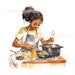 Watercolour Black Girl Cooking Clipart, Girl Culinary Clipart, Girl ...