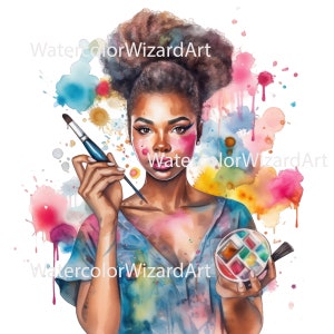 Watercolour Young Black Girl Clipart. Makeup Clipart Png ,fashion ...