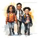 Watercolour African American Kids Clipart, Kids Back to School Png ...
