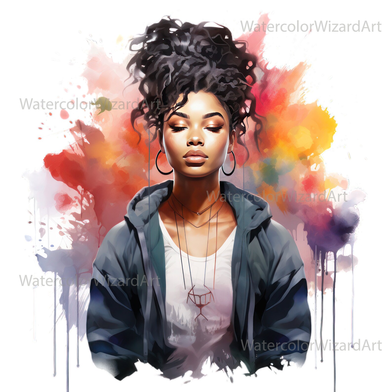 Watercolor Young Black Girl Clipart. Yoga Clipart PNG ,meditation ...