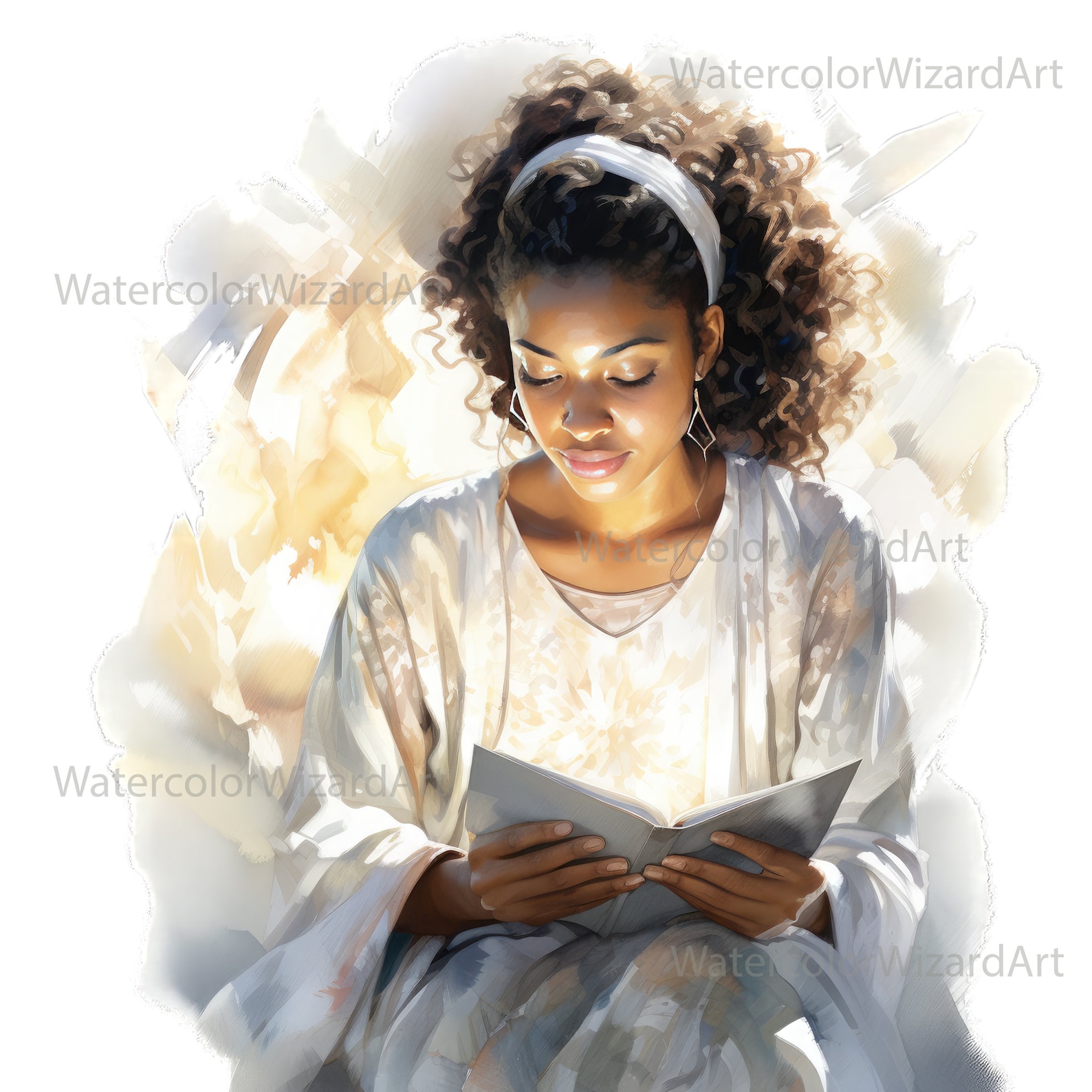 Watercolour Black Woman Bible Study Clipart, African American Woman ...