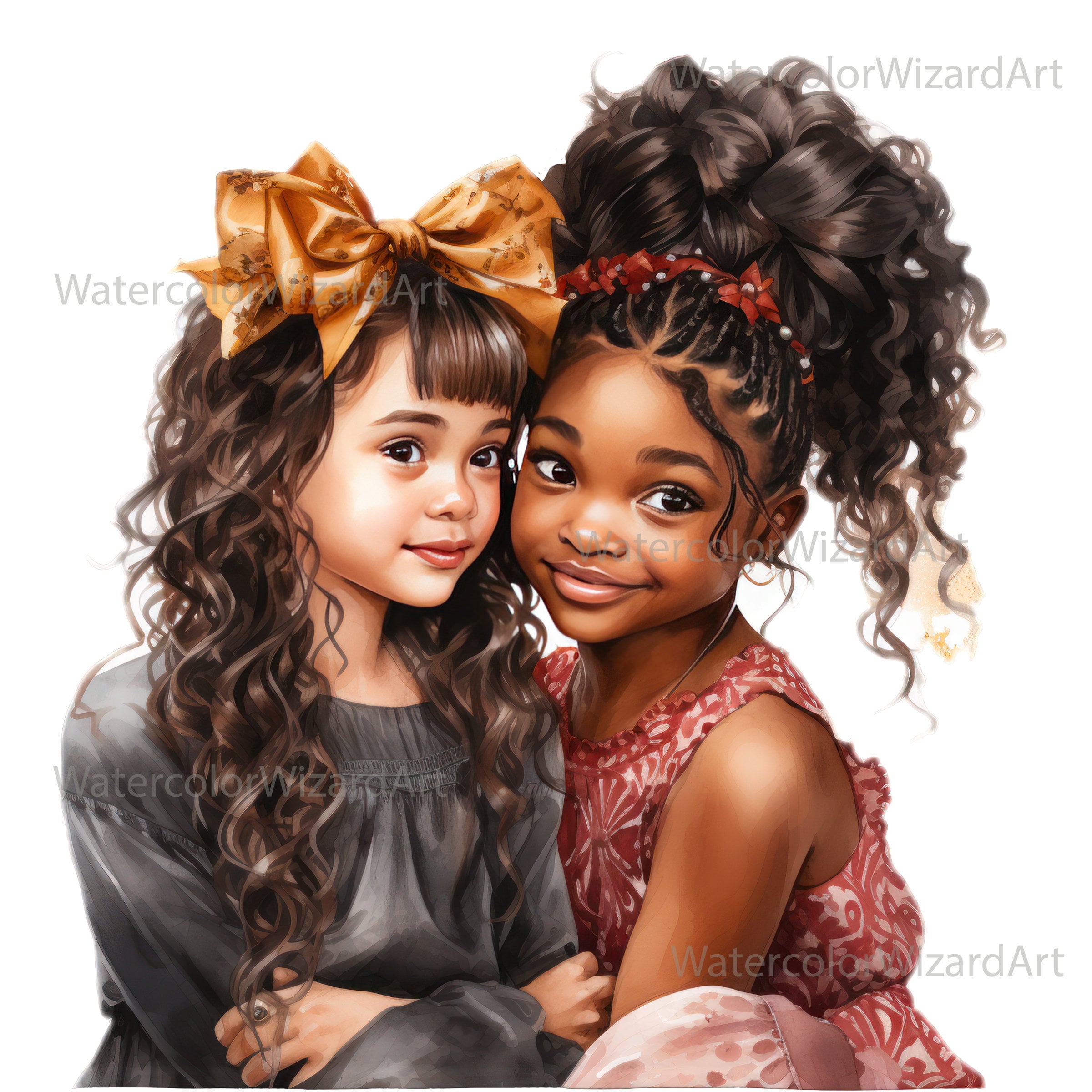 Watercolour Black Girl Clipart, Best Female Friend Png, Soul Sisters, Friendship, Friends ...