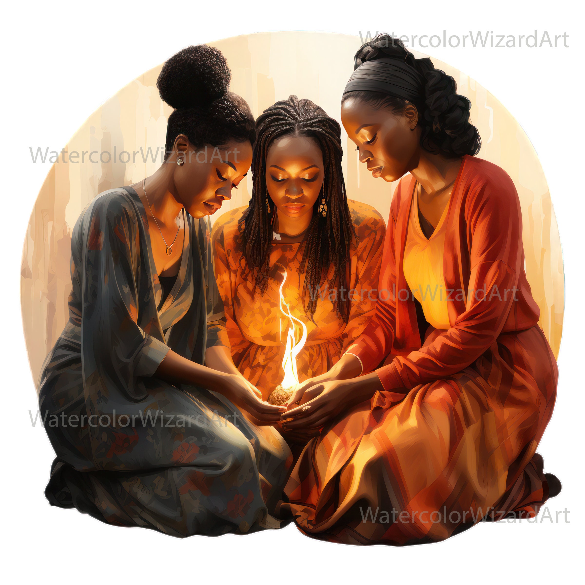Watercolour Black Women Group Praying, African American Women Praying Clipart, Sublimation Png ...