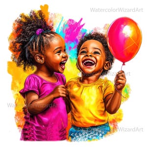 Watercolour Black Kids Clipart, Kids Playing Png, Children, Boy and ...