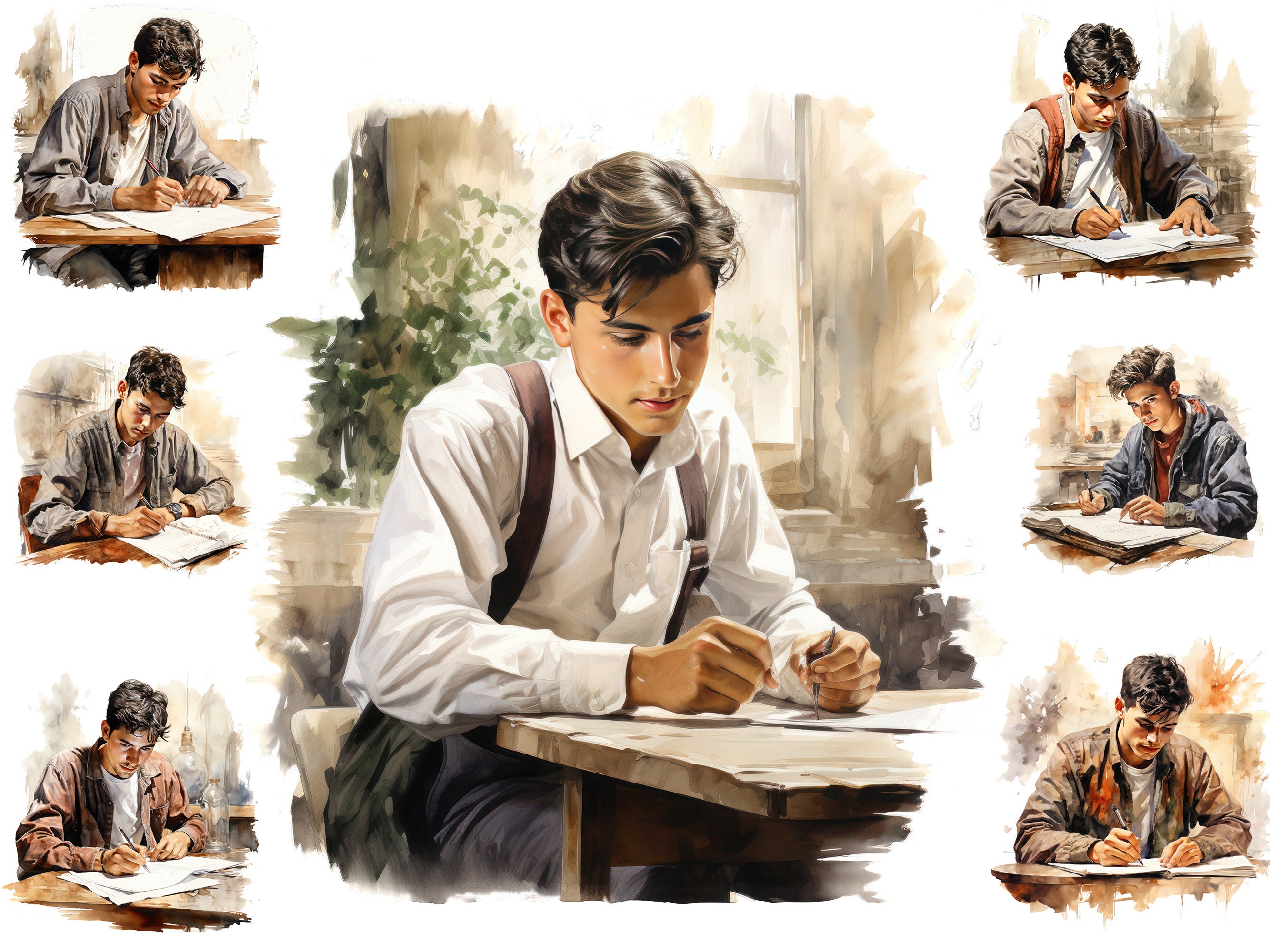 Watercolour Hispanic Boy Student Clipart, Latin Student Clipart Png ...