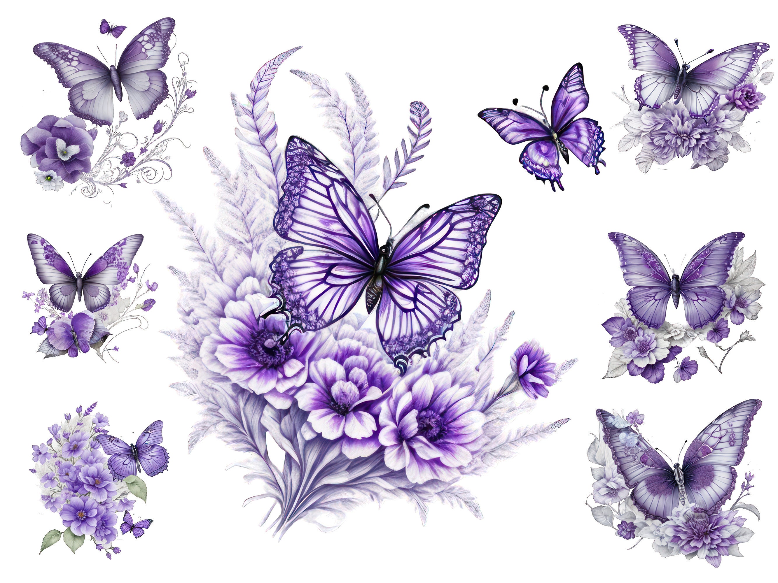 Watercolour Purple Butterfly Clipart Flowers Butterflies Png, Purple ...