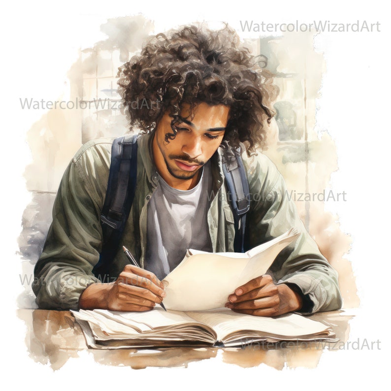 Watercolour Hispanic Boy Student Clipart Latin Student - Etsy