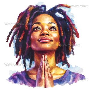 Watercolour Black Woman Praying, African American Woman Praying Clipart, Sublimation Png, Full ...