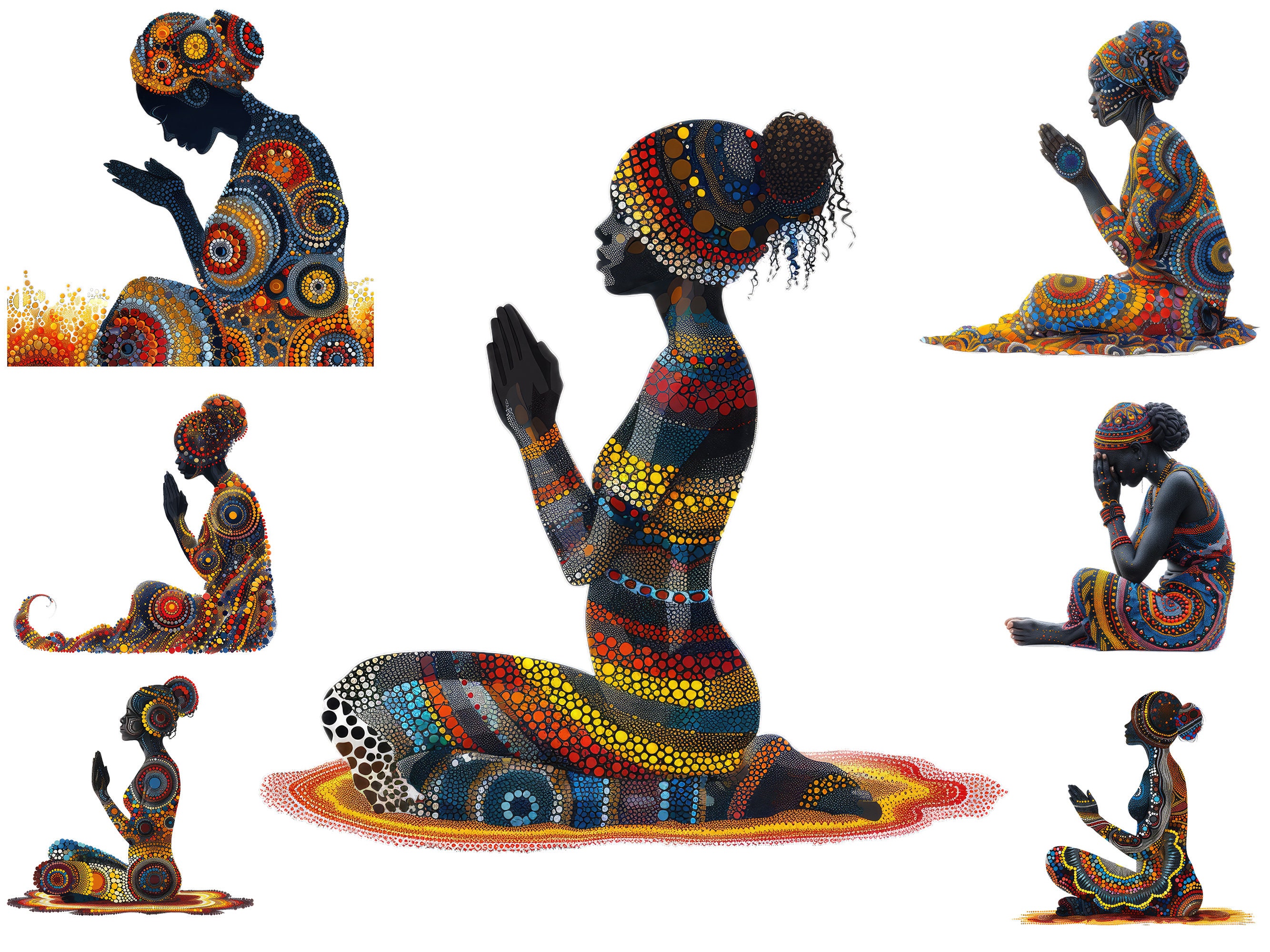 Watercolour Black Woman Praying, African American Woman Praying Clipart, Meditation Png, Full ...