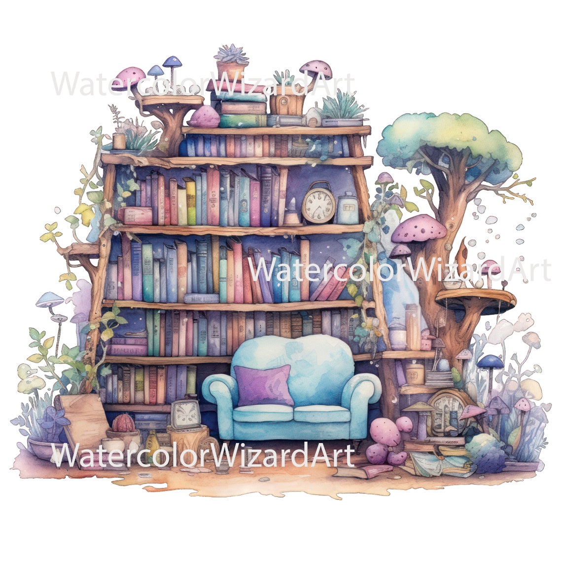 Watercolor Bookworm Black Girl Clipart, Girl Books Clipart, Whimsical ...