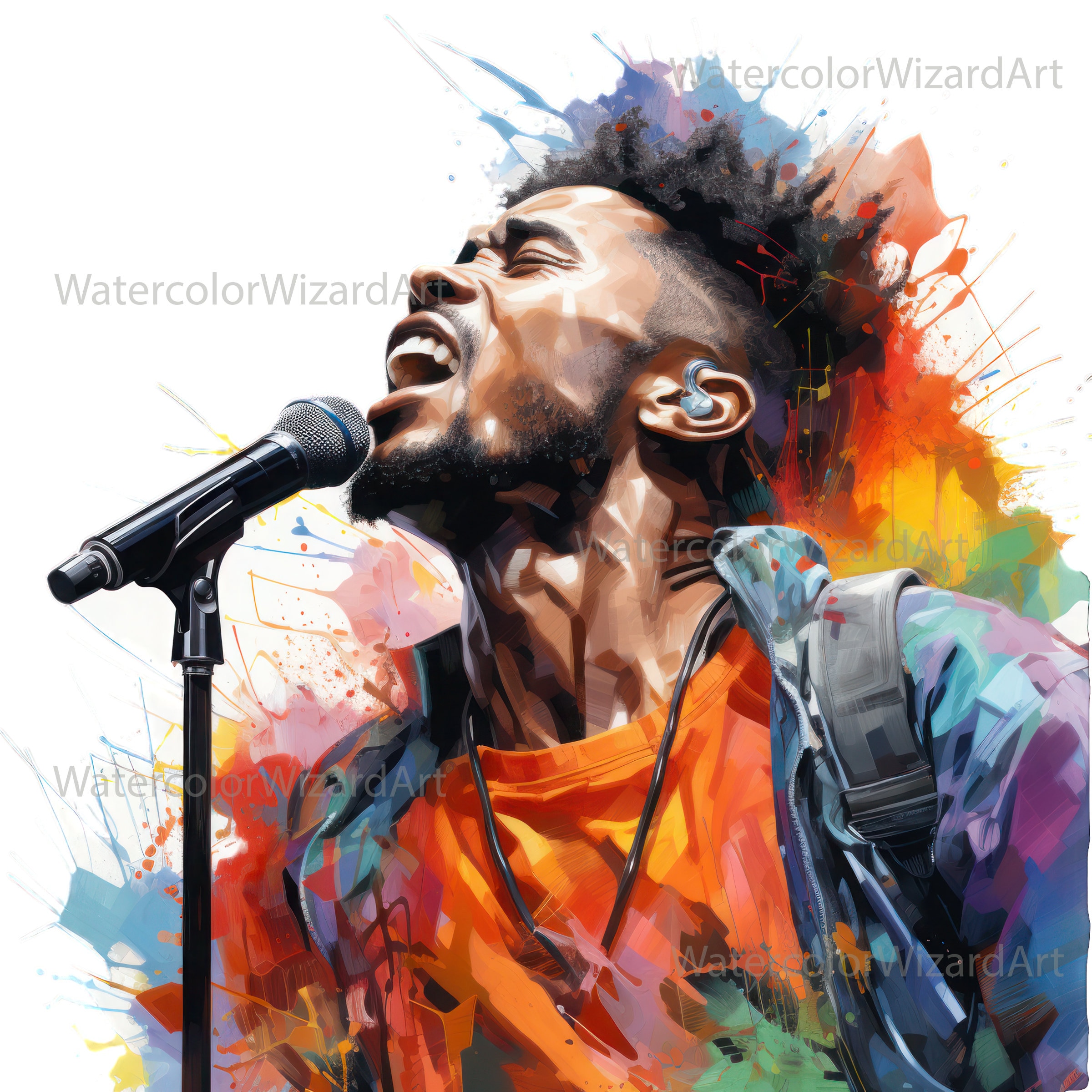 Watercolour Black Male Singer Clipart, African American Man Singer Png ...