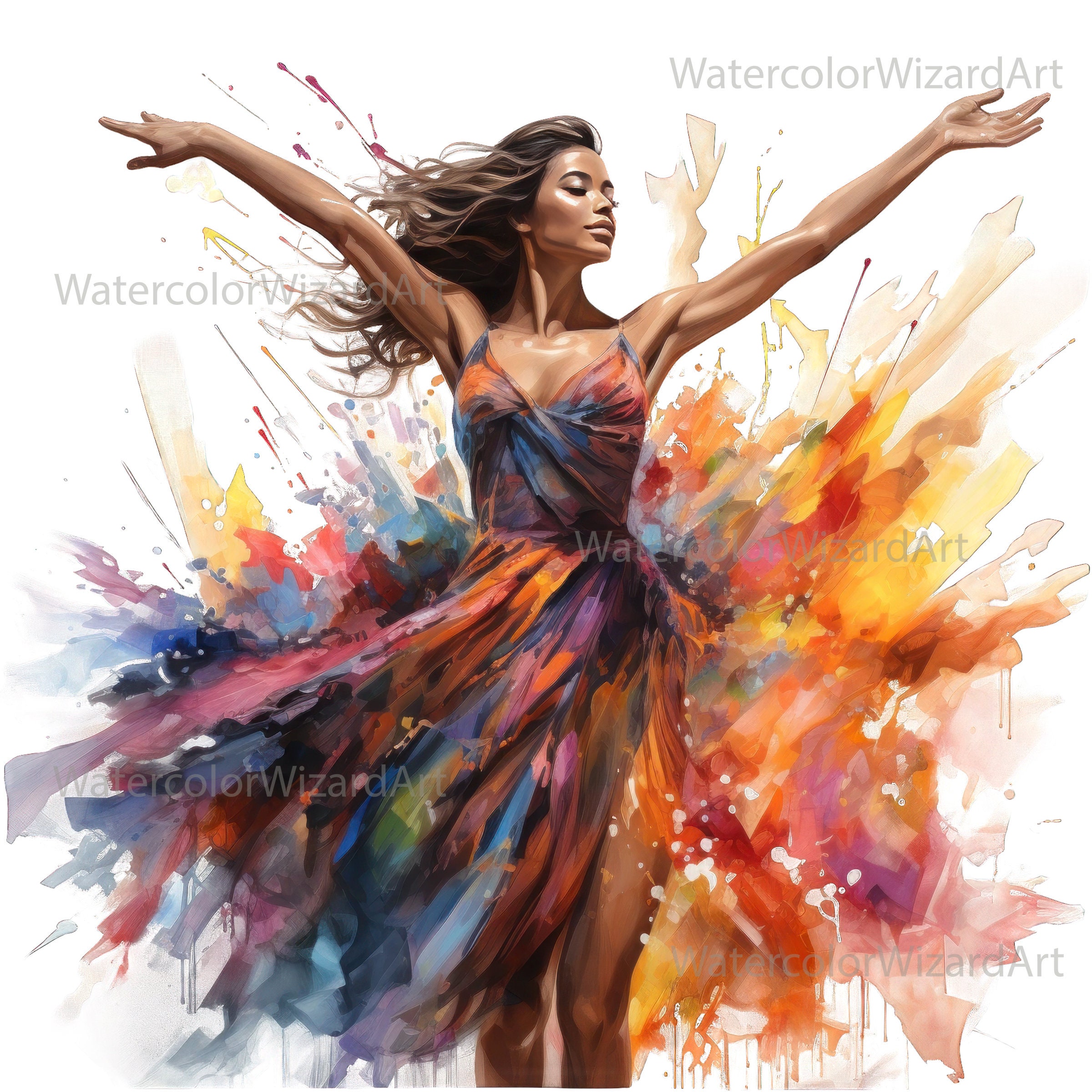 Watercolour Black Woman Dancing Clipart, Woman Dance Png, Full ...