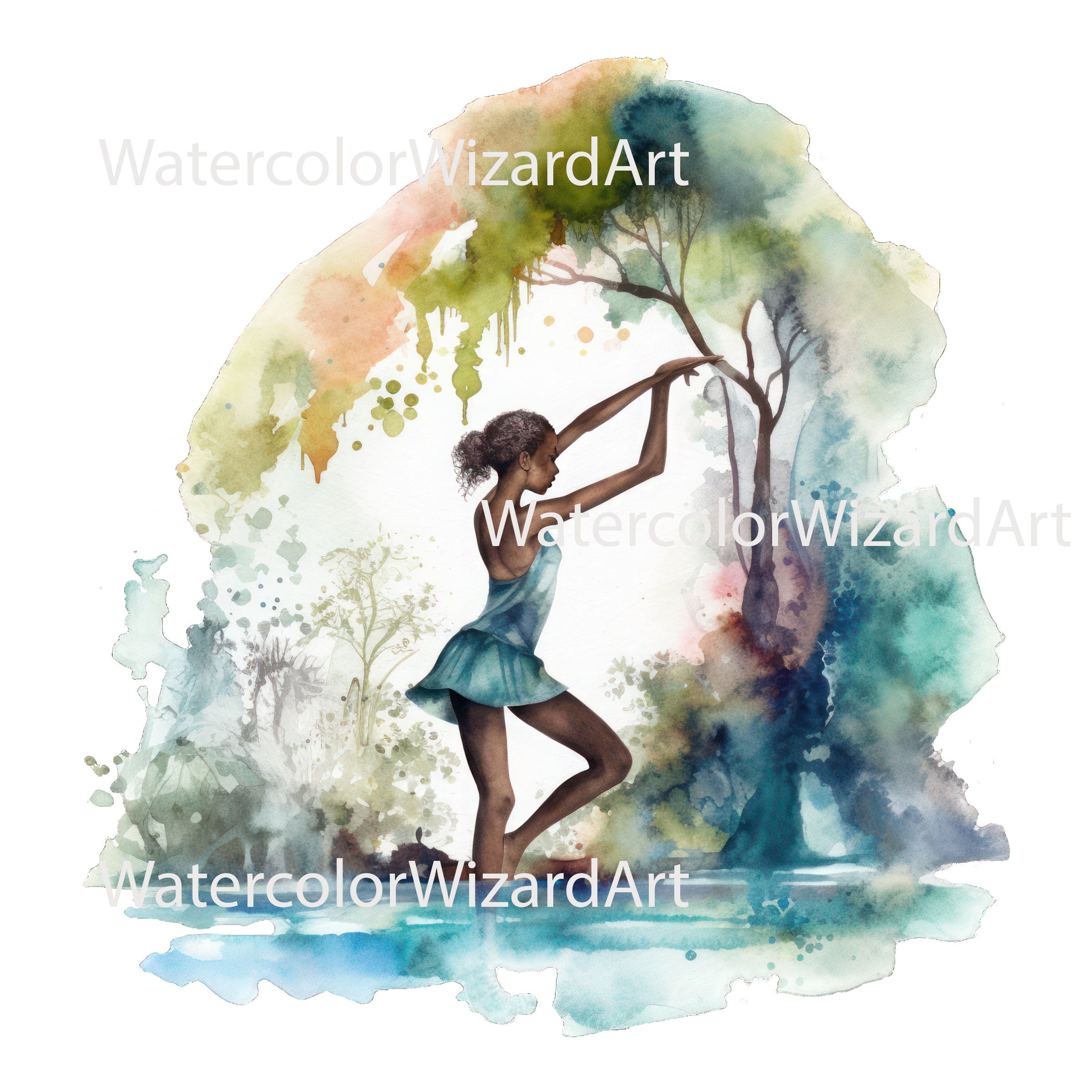 Watercolor Young Black Girl Clipart. Yoga Clipart PNG ,meditation ...