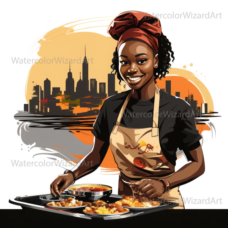 Watercolour Black Woman Chef Clipart, African American Chef Png ...