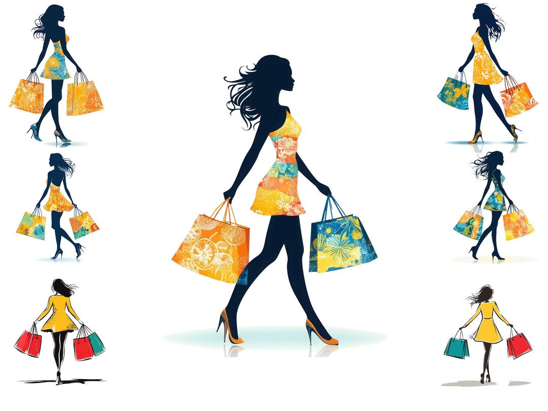 Watercolour African American Shopping Girl Clipart, Black Woman ...