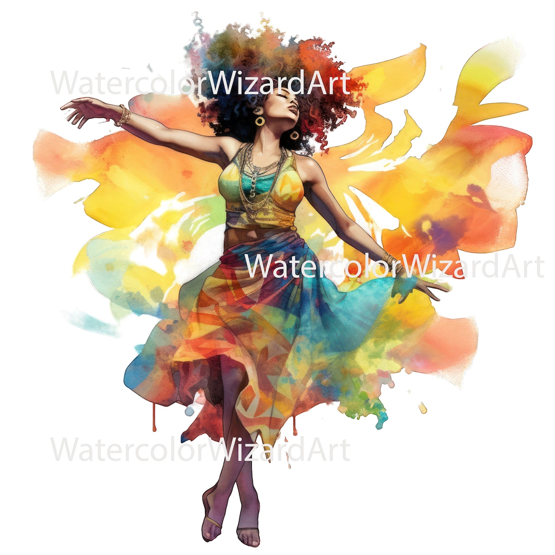 Watercolour Black Girl Dancing Clipart Girl Sports Clipart - Etsy