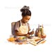 Watercolour Black Girl Cooking Clipart, Girl Culinary Clipart, Girl ...
