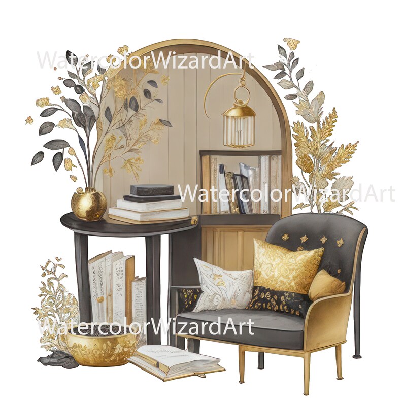 Watercolour Bookworm Clipart Bundle PNG Cosy Reading Corner - Etsy