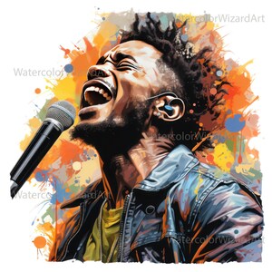 Watercolour Black Male Singer Clipart, African American Man Singer Png ...