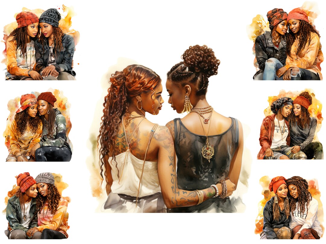 Watercolour Black Girl Clipart, Best Female Friend Png, Soul Sisters ...