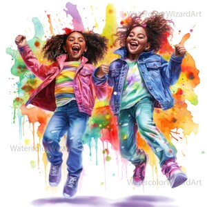 Watercolour Black Girls Best Friends Clipart, Best Female Friend Png ...