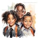 Watercolour African American School Kids Clipart, Black Kids Back to ...