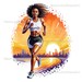 Watercolour Black Girl Running in the Sunset Clipart, Woman Sports ...