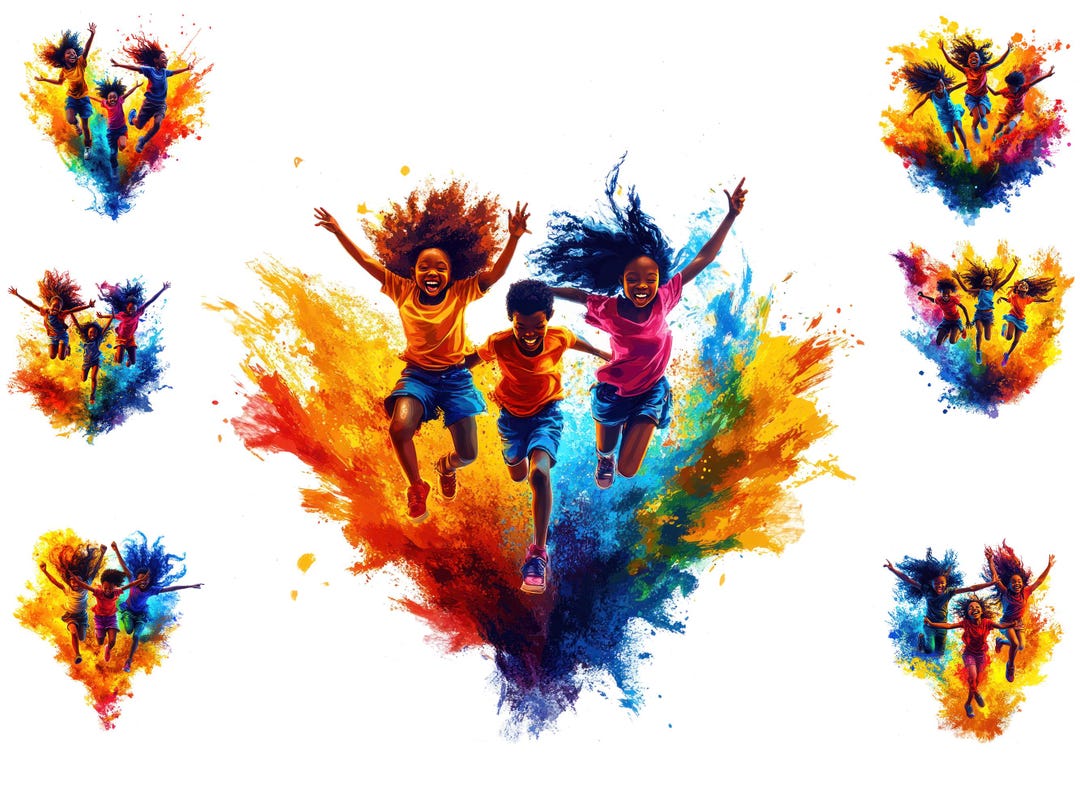 Watercolour Black Kids Clipart, Happy Kids Playing Png, Children, Boy ...