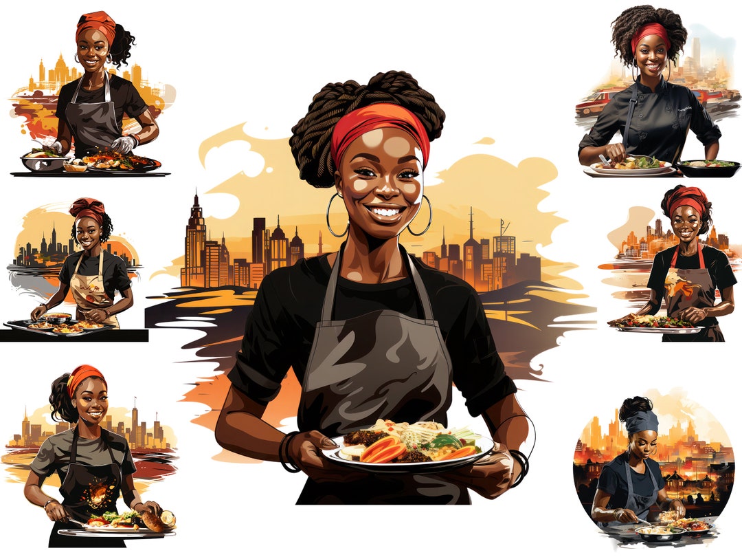 Watercolour Black Woman Chef Clipart, African American Chef Png ...