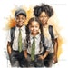 Watercolour African American Kids Clipart, Kids Back to School Png ...