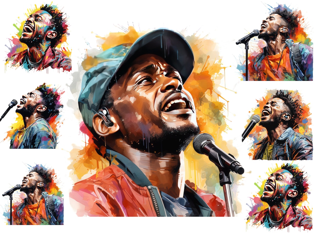 Watercolour Black Male Singer Clipart, African American Man Singer Png ...