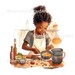 Watercolour Black Girl Cooking Clipart, Girl Culinary Clipart, Girl ...