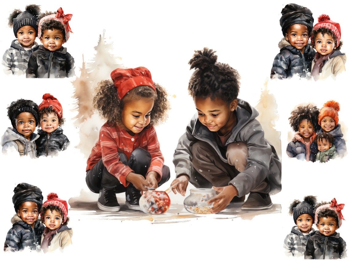 Watercolour Black Kids Clipart, Kids Playing Png, Children, Boy and ...