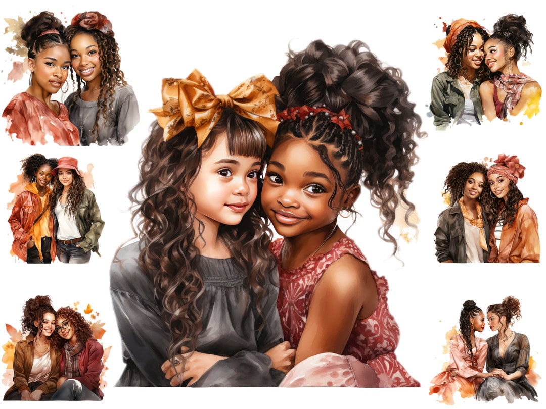 Watercolour Black Girl Clipart, Best Female Friend Png, Soul Sisters ...