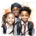 Watercolour African American Kids Clipart, Kids Back to School Png ...