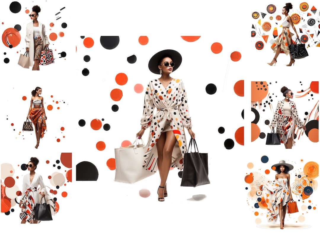 Watercolour African American Shopping Girl Clipart, Black Woman ...