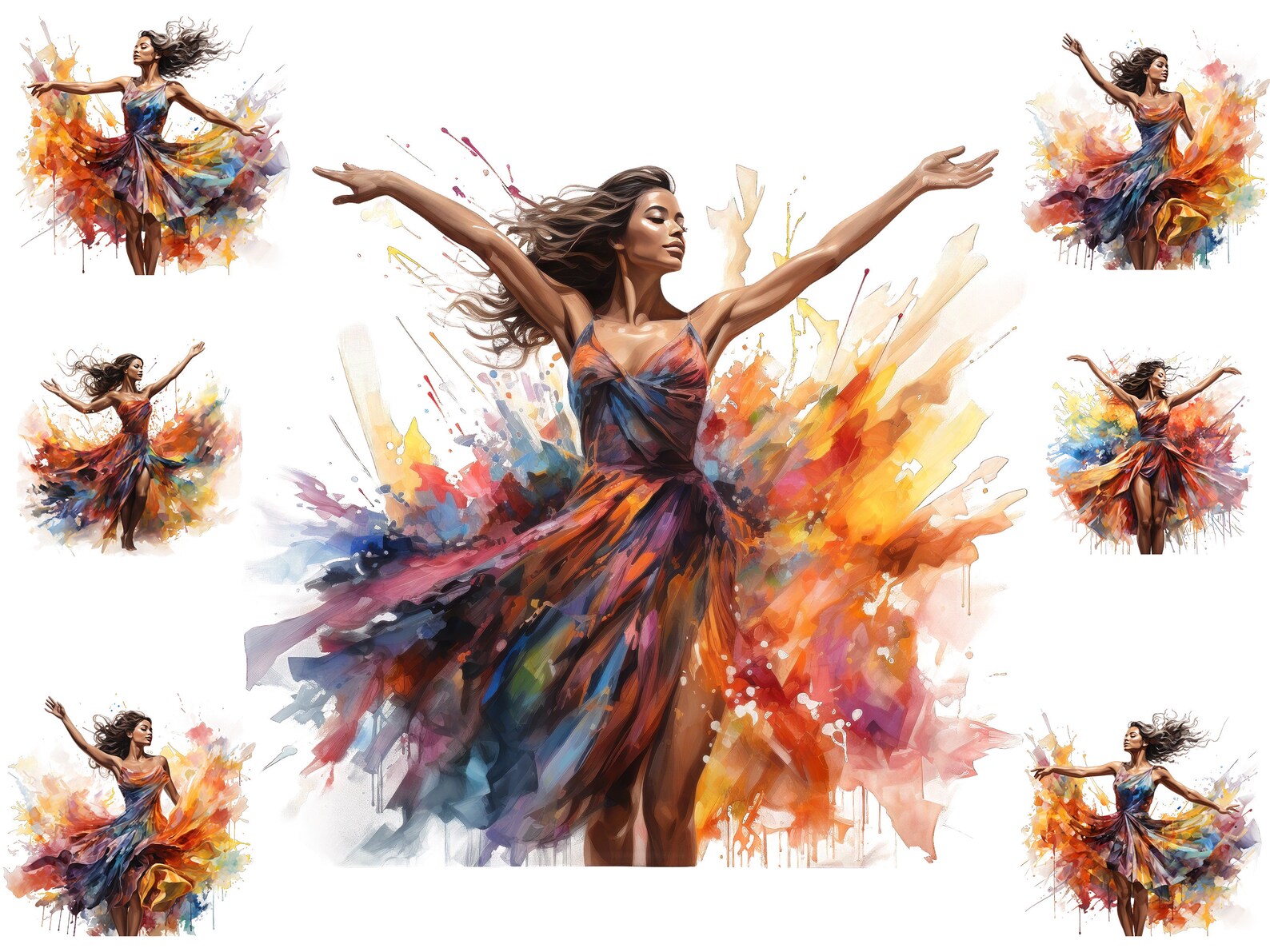 Watercolour Black Woman Dancing Clipart, Woman Dance Png, Full ...