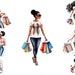 Watercolour Stylish African American Shopping Girl Clipart, Black Woman ...