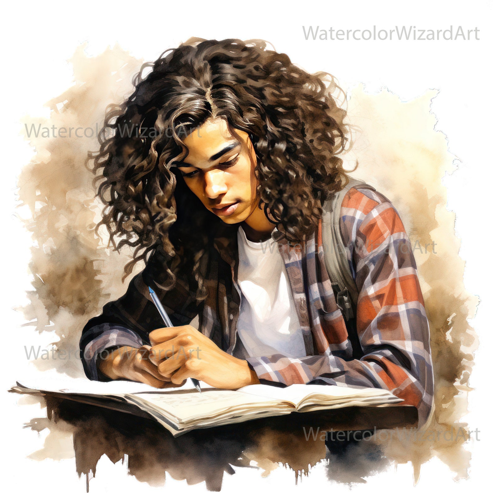 Watercolour Hispanic Boy Student Clipart, Latin Student Clipart Png ...